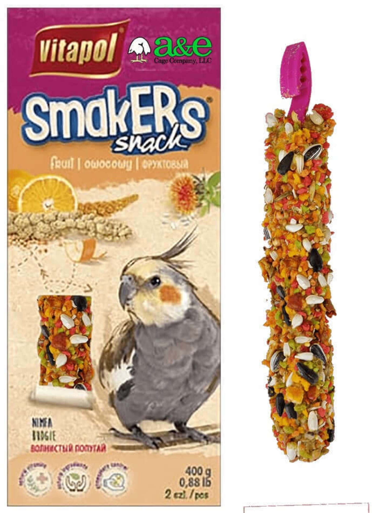 AE Cage Company Smakers Cockatiel Fruit Treat Sticks, High Quality Bird ...