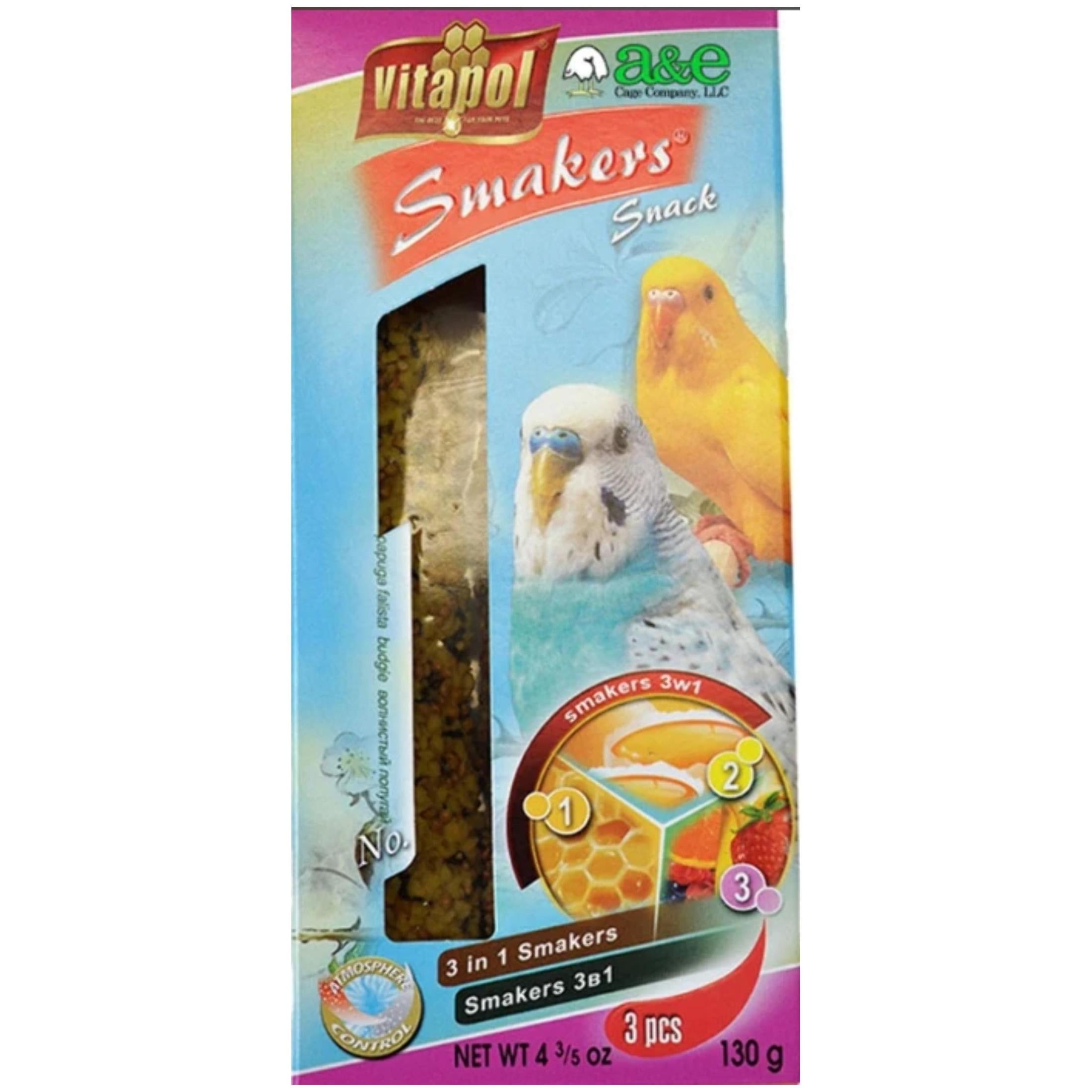 AE Cage Company Vitapol Smakers Parakeet Bird Food, Pet Seed Snacks ...