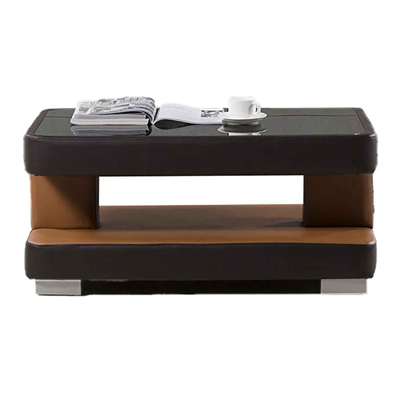 AE-D816 Camel and Dark Brown Color With Faux Leather Coffee Table ...