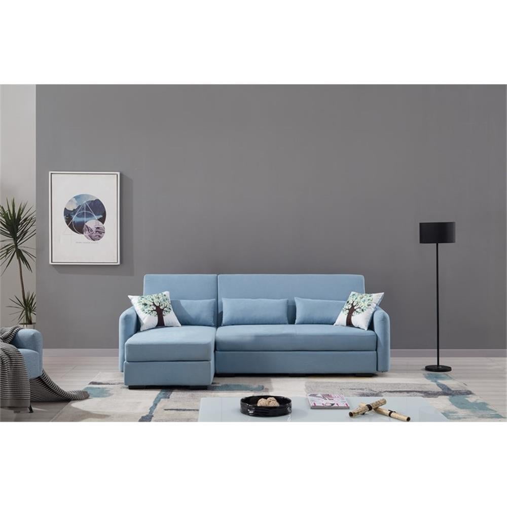 AE-LD828R Light Blue Color With Velvet Left Facing Chaise With ...