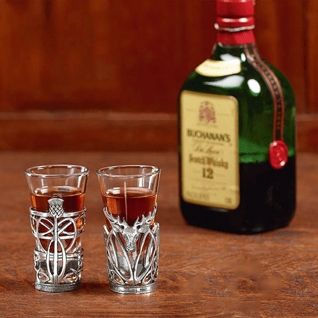 AE Williams Scottish Highland Stag Shot Glass with Pewter Holder ...
