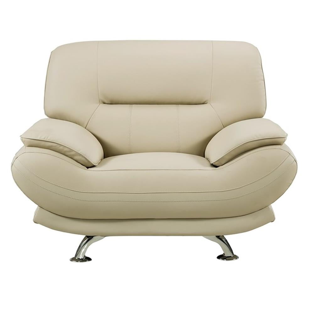 AE709 Cream (Khaki) Color Chair with Faux Leather - Walmart.com
