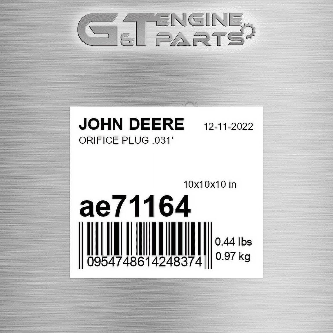 AE71164 ORIFICE PLUG .031' fits JOHN DEERE (New OEM) - Walmart.com
