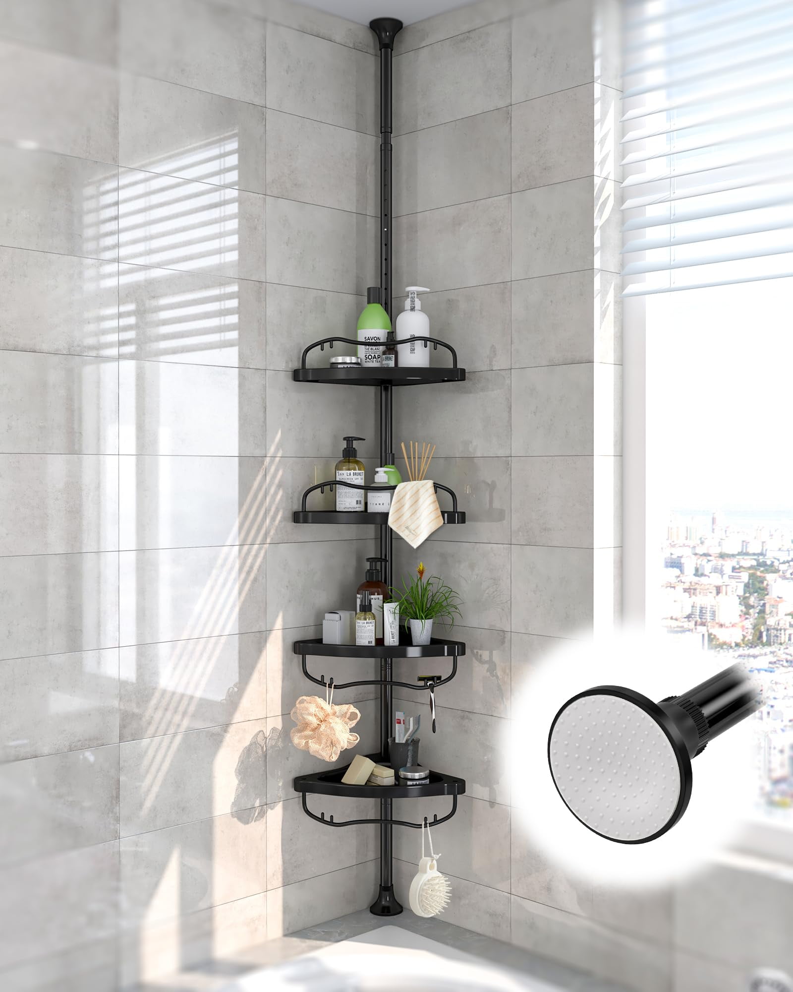 AEASKIEY Corner Shower Caddy, Rustproof ABS Shower Shelves with 32-125 ...