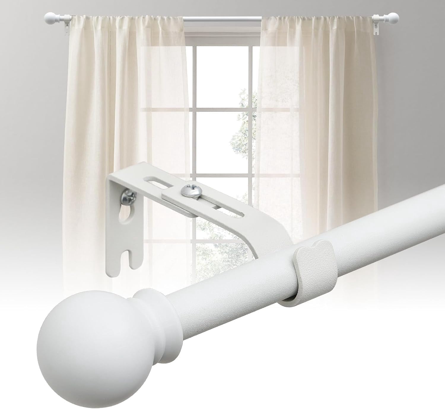 AEASKIEY White Curtain Rods for Windows 28 to 50 Inch, 5/8 Inch Metal ...