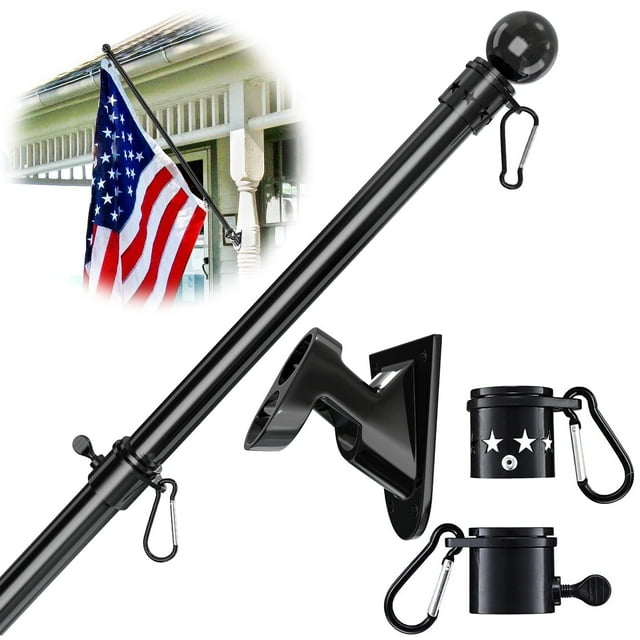 AEASKIEY Heavy Duty Flagpole for House, 6ft Stainless Steel Tangle Free ...