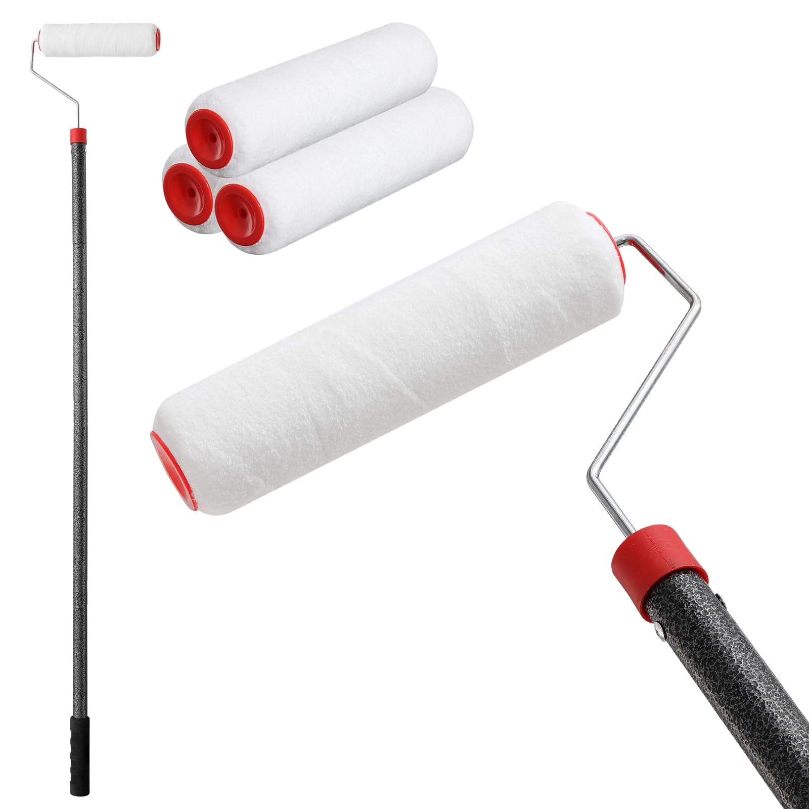 AEASKIEY Paint Roller Extension Poles 8 FT Paint Roller kit with Brush ...
