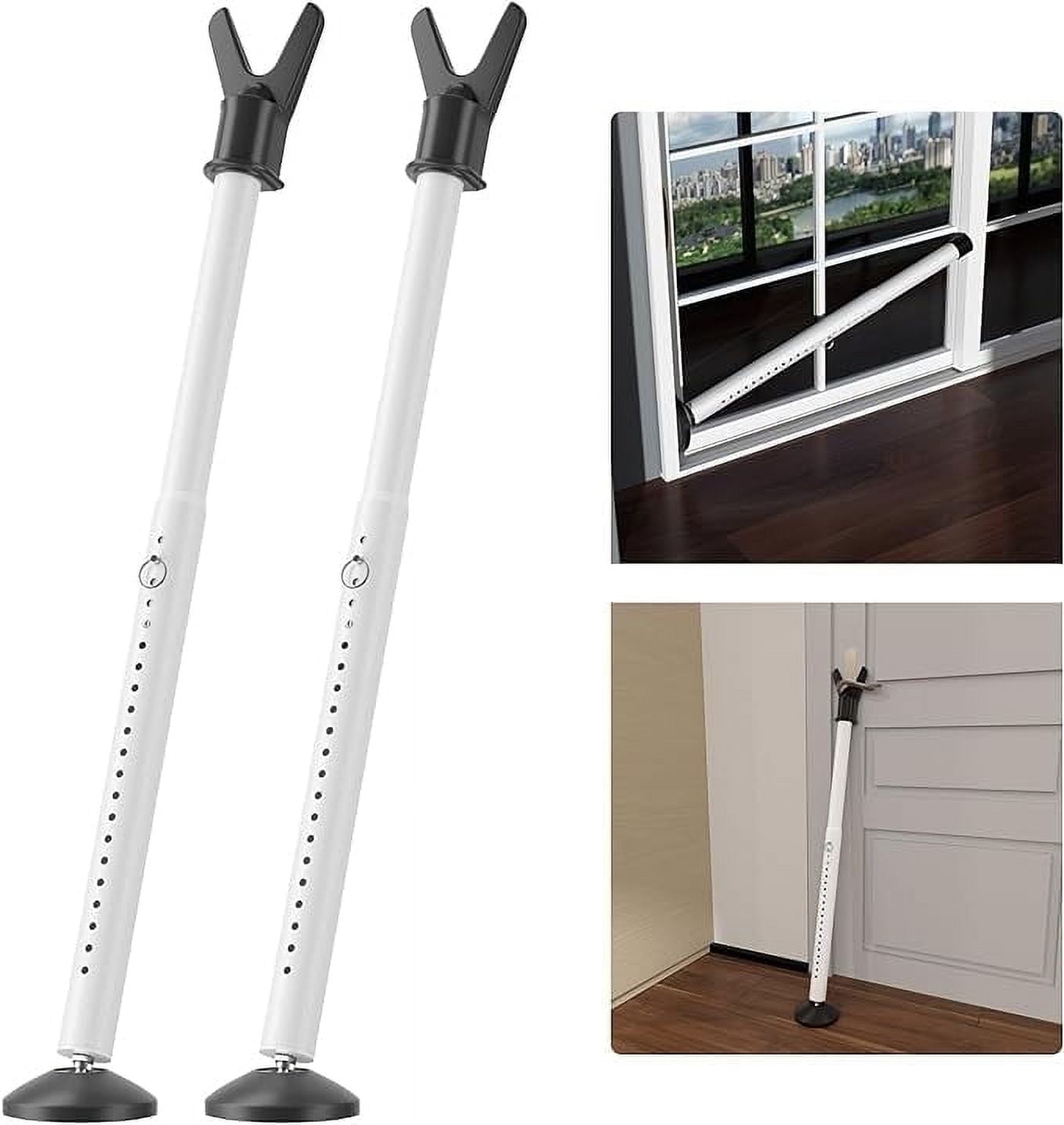 AEASKIEY, Sliding Door Security Bar, Adjustable Heavy Duty, 2pc White ...