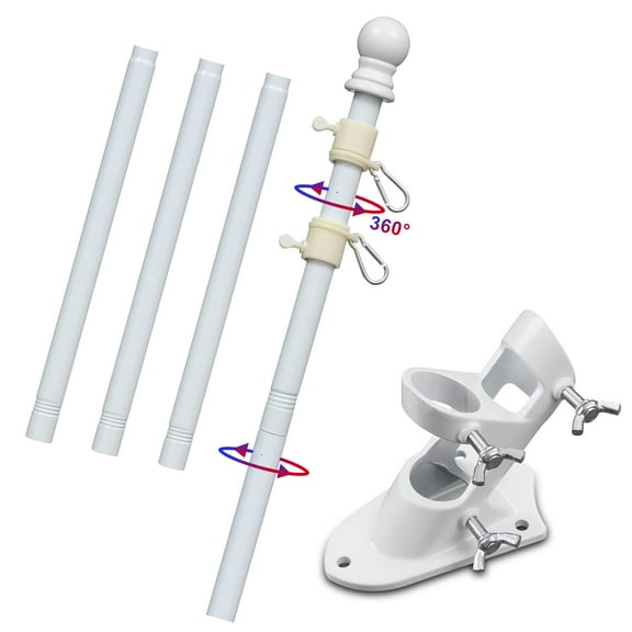 Flag Pole Kit with 3x5 American - Includes 5ft Heavy Duty Tangle Free ...