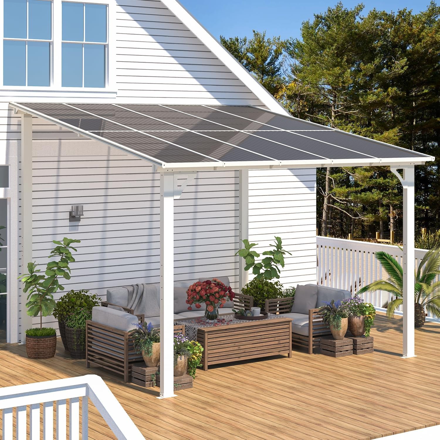 AECOJOY 10'x10' Hardtop Canopy Gazebo, Aluminum Pergola for Garden ...