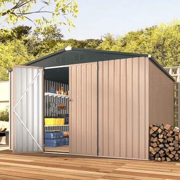 Furvclv 10x12 Ft Outdoor Storage Shed, Metal Sheds & Outdoor Storage ...