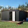 AECOJOY 12' x 12' Weatherproof Storage Shed, Lockable Door, Metal ...
