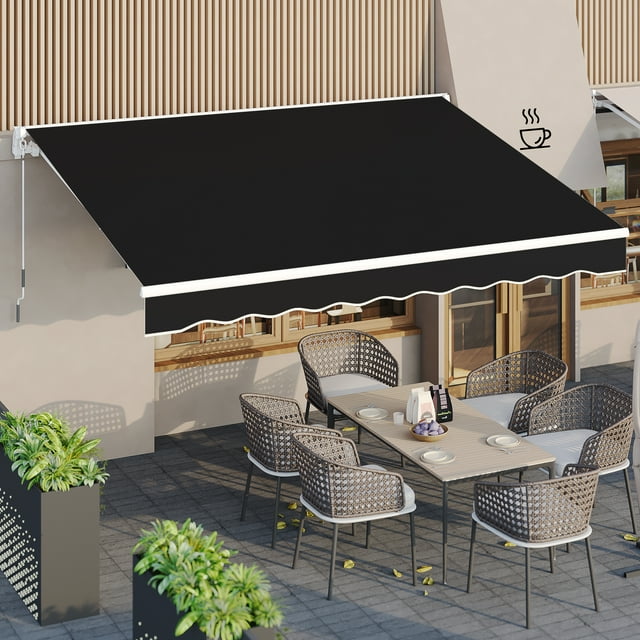 AECOJOY 13' x 10' Manual Retractable Patio Awning,Outdoor Awning ...