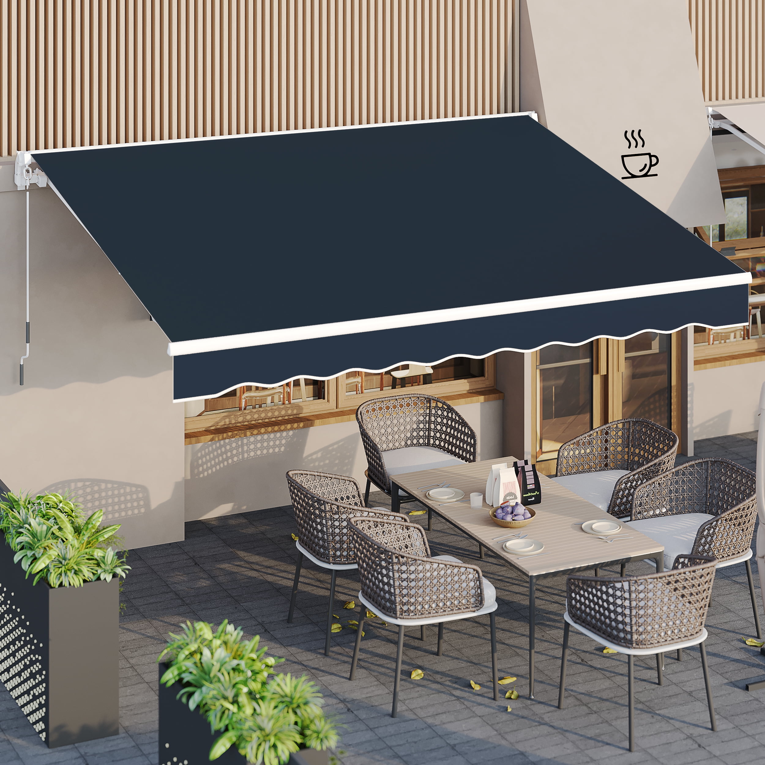 AECOJOY 13' x 10' Manual Retractable Patio Awning,Outdoor Awning ...