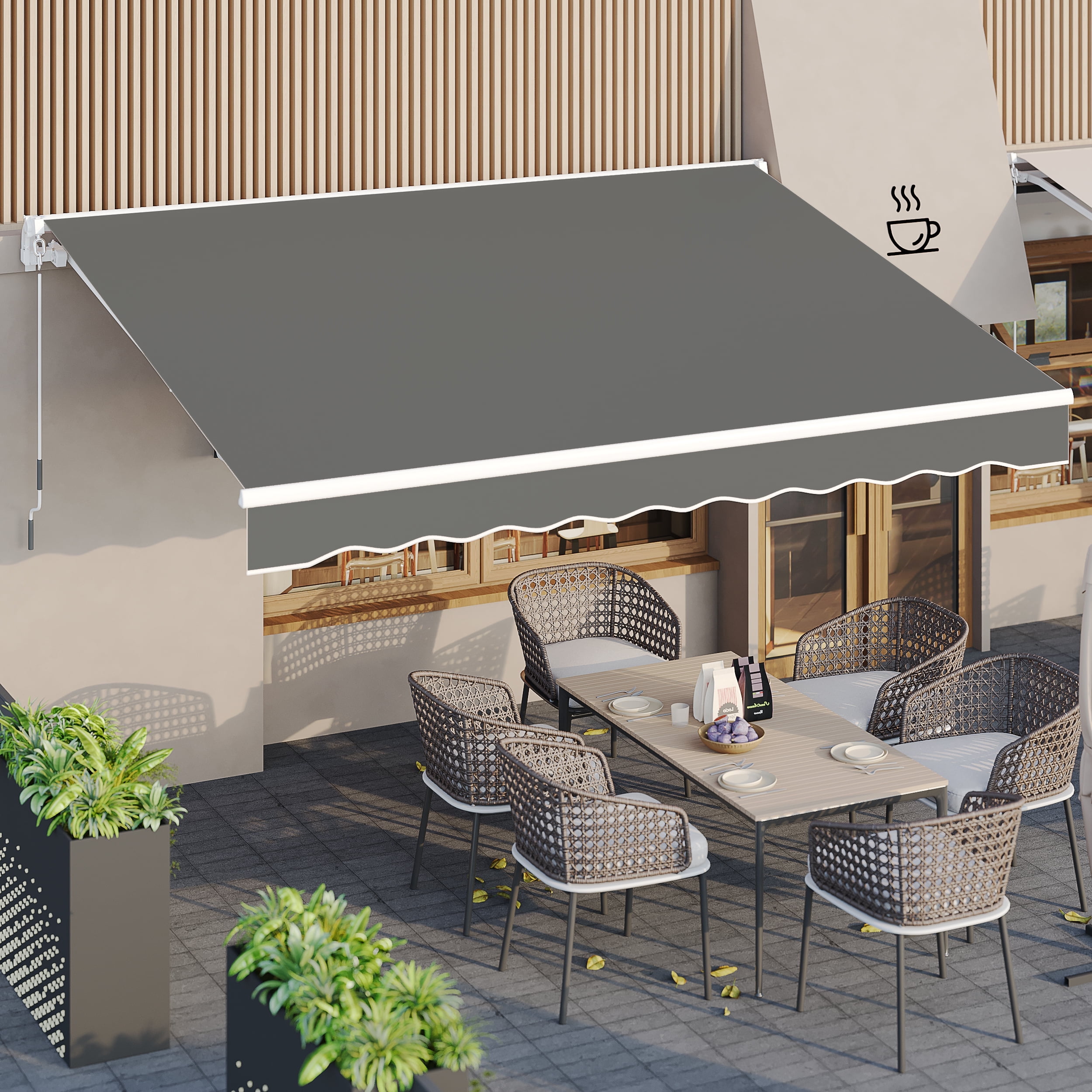 AECOJOY 13'x10' Manual Retractable Patio Awning - Aluminum Sunshade ...