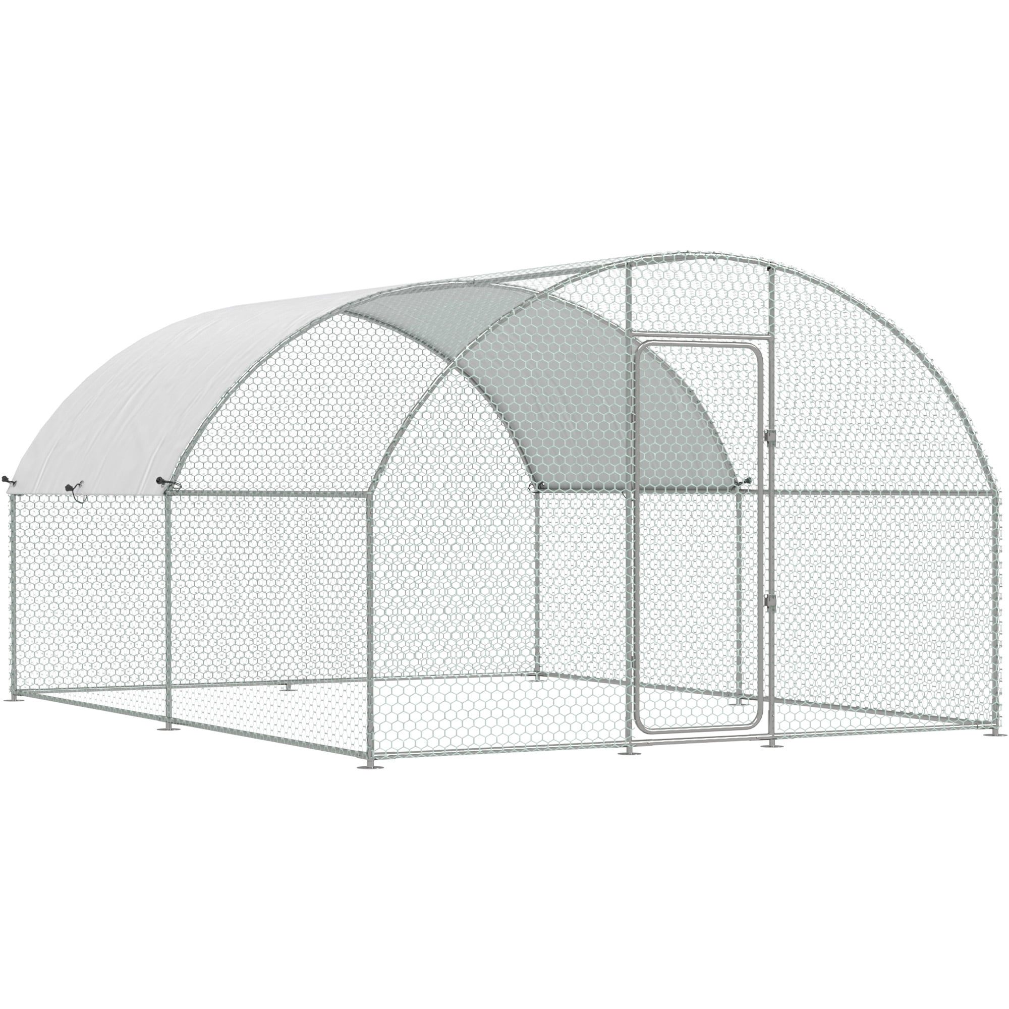 AECOJOY 130 Sq.Ft Large Walk-in Metal Chicken Cage Round-Top Chicken ...