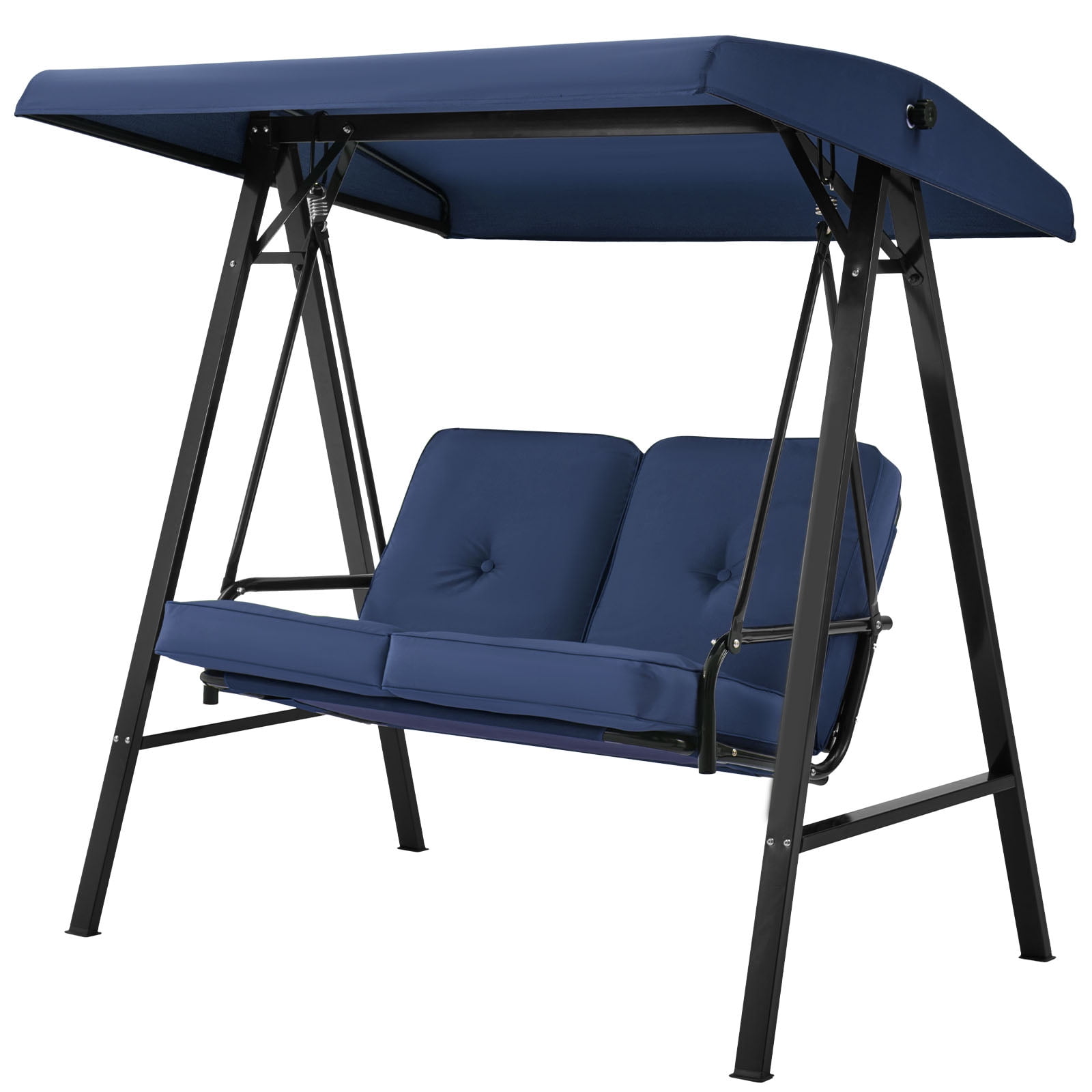 AECOJOY 2 Persons Outdoor Patio Canopy Steel Porch Swing Chair-Dark ...