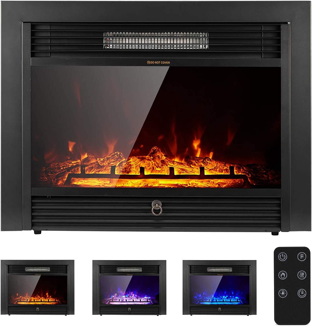 AECOJOY 28.5" Indoor Electric Fireplace Insert with Realistic Log ...