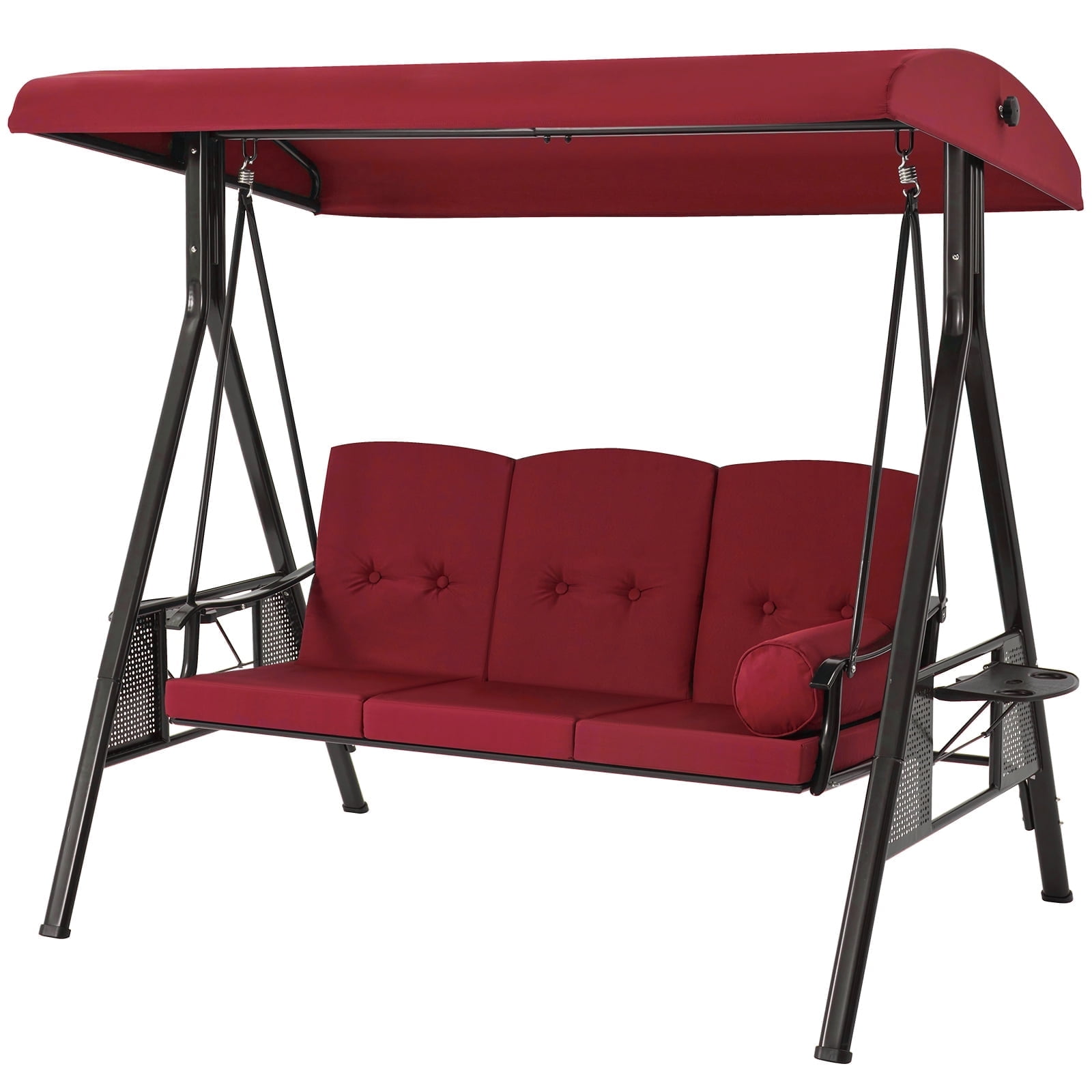 "AECOJOY Garden Swing Chair Porch Swing, Red, Outdoor Furniture, Steel ...
