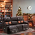 AECOJOY 3 Seat Leather Recliner Sofa with Massage Heated Function, Home ...
