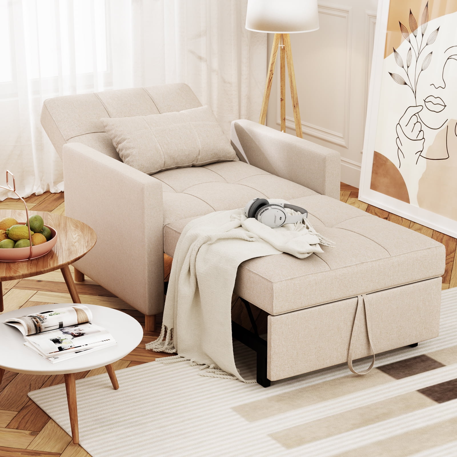 AECOJOY 3 in 1 Sleeper Chairs for Adults, Foldable Couch, Convertible ...