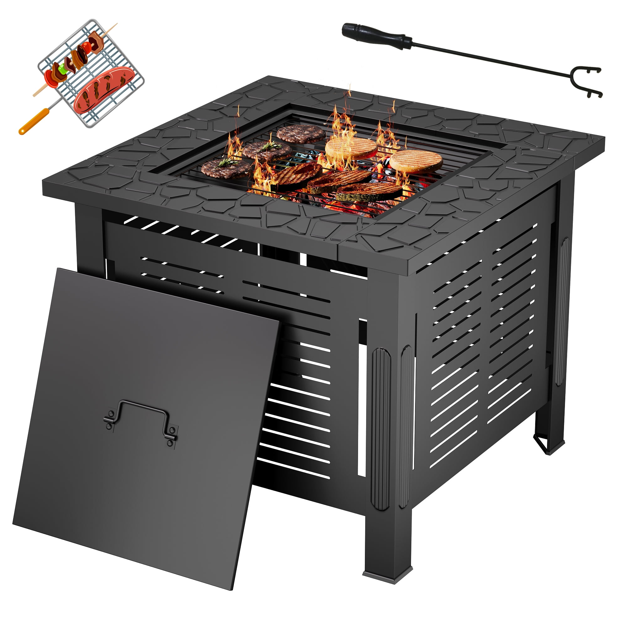 AECOJOY 30" Outdoor Fire Pit Table 3 in 1 Fire Pits for Outside with ...