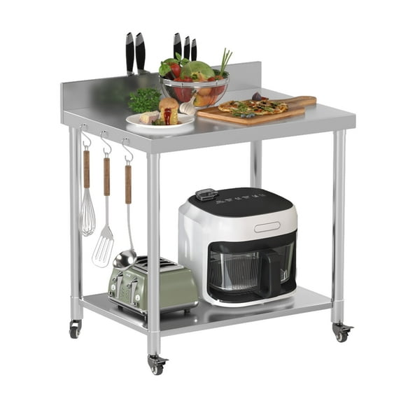 AECOJOY 36"x30" Stainless Steel Table with Shelves, Food Prep Table for ...