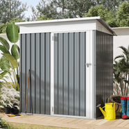 AECOJOY Outdoor Storage Cabinet with Floor & Metal Small Cabinet ...