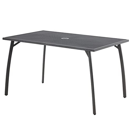 AECOJOY 51”x31” Metal Patio Dining Table Rectangular Steel Outdoor ...
