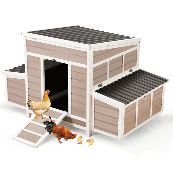 JERFIT 77 Inch Large Outdoor Chicken Coop with Run, Wooden Hen House ...