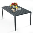 "AECOJOY Black Metal Rectangular Outdoor Dining Table, 60""x35.5 ...
