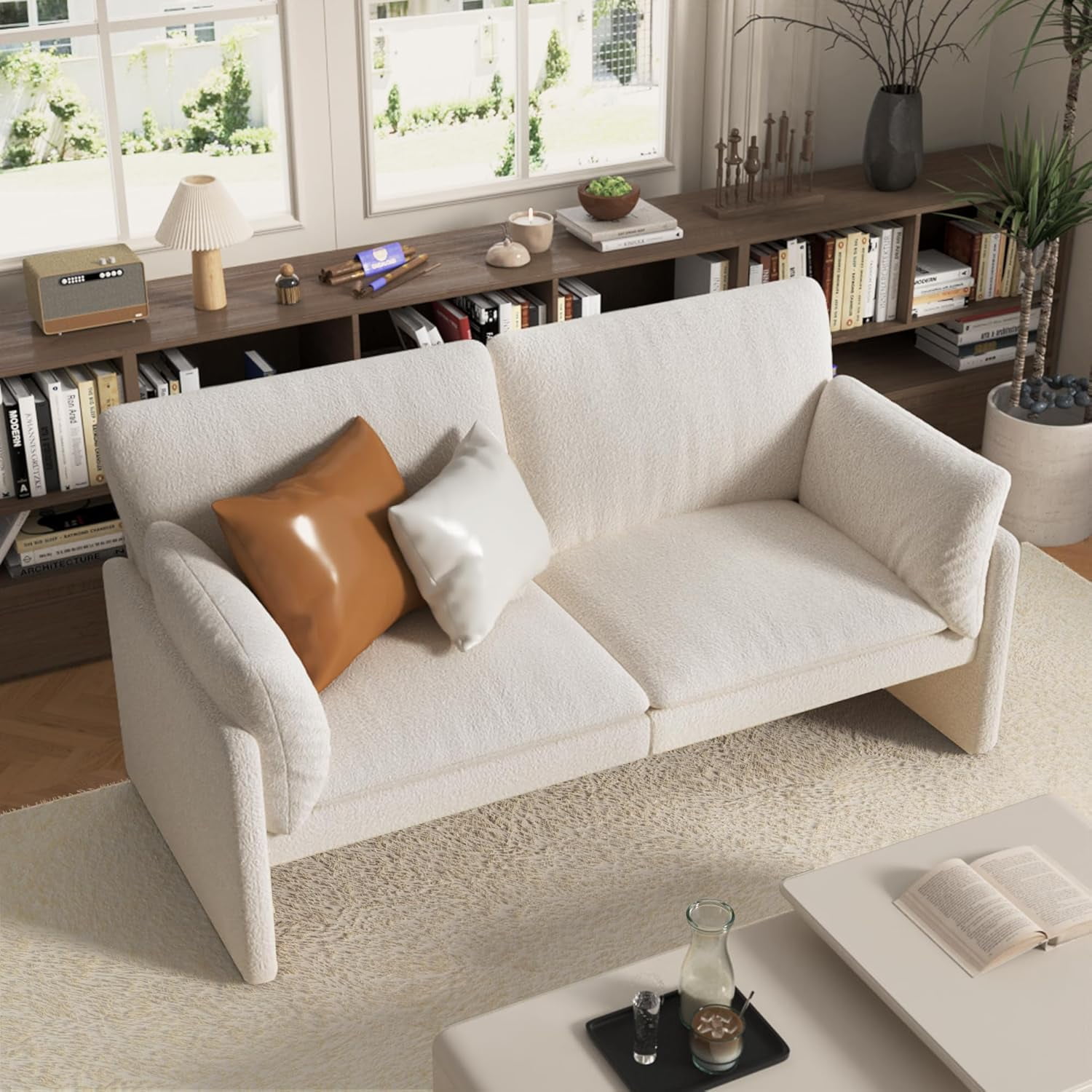 AECOJOY 68" Loveseat Sofa Couch for living room leather couch with Soft ...