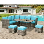 Uhomepro 4-Piece Outdoor Patio Furniture Set, Black Wicker Dining Sofa ...
