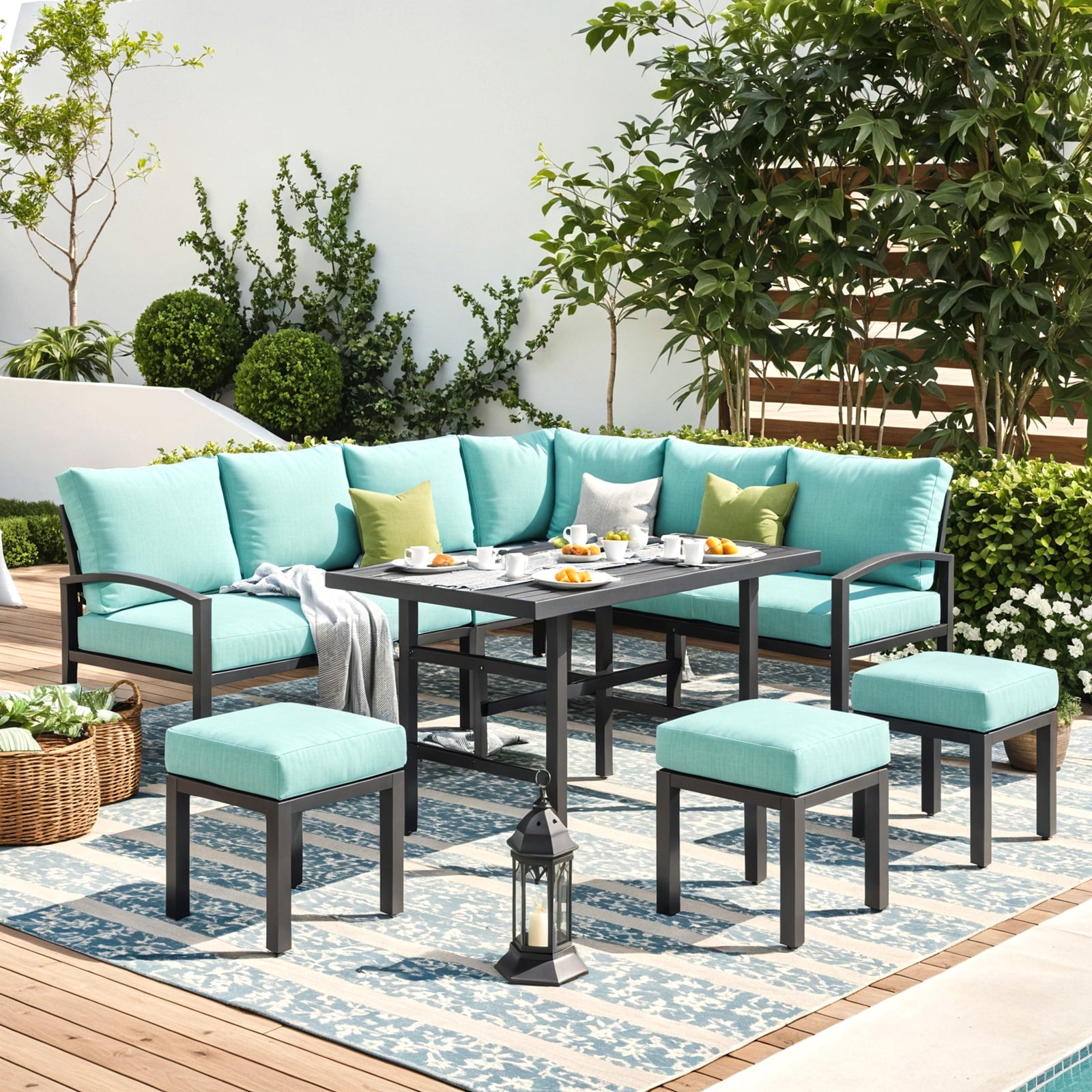 AECOJOY 7 Pieces Metal Patio Furniture Sets Outdoor Conversation Set ...