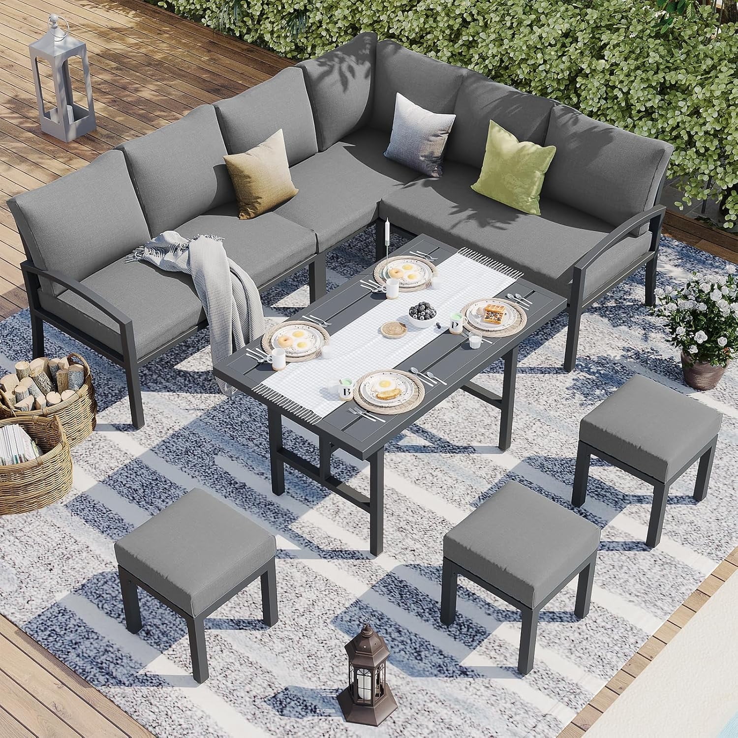 AECOJOY 7 Pieces Metal Patio Furniture Sets Patio Conversation Set ...