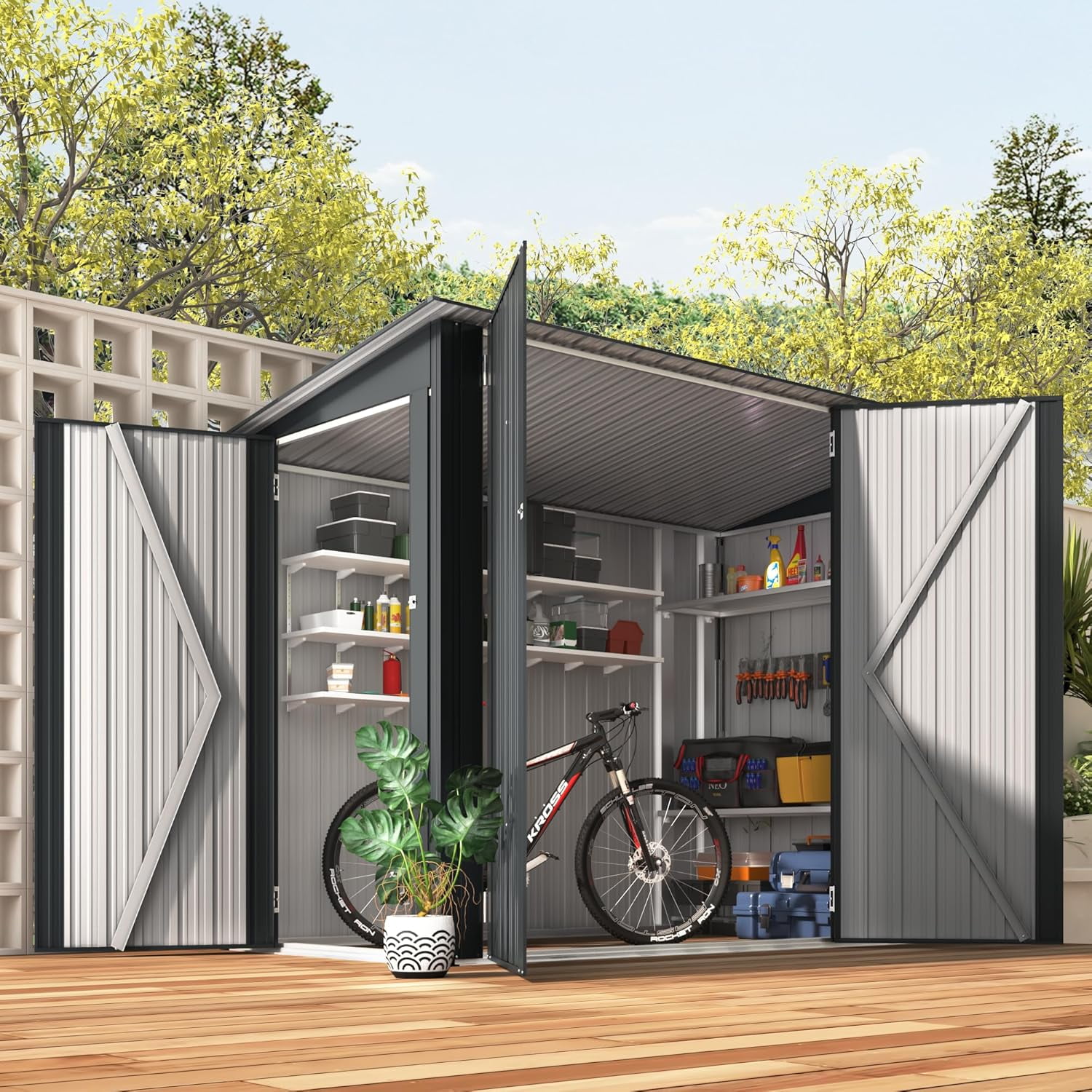 AECOJOY 7x4 Outdoor Lean to Shed, 4x7 Bike Storage Sheds & Outdoor ...