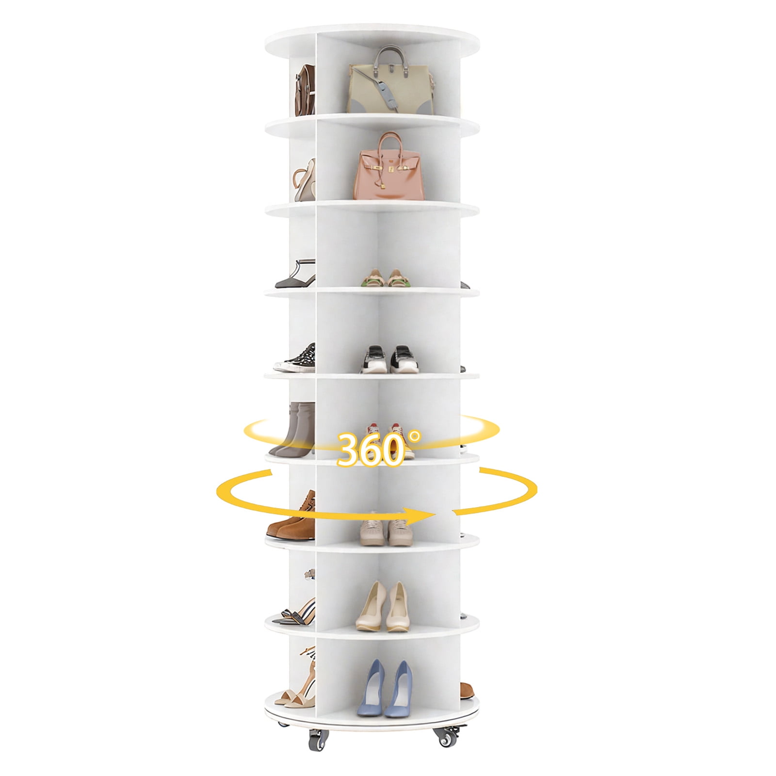 AECOJOY 8-Tier Rotating Shoe Rack with 4 Casters, 360° Spinning ...