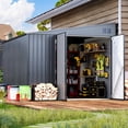AECOJOY 8' x 10' Outdoor Storage Shed w/ Lockable Door, Steel Lean to ...