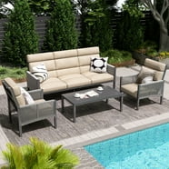 Alpha Joy Wicker Patio Furniture Conversation Set Boho Style Outdoor ...