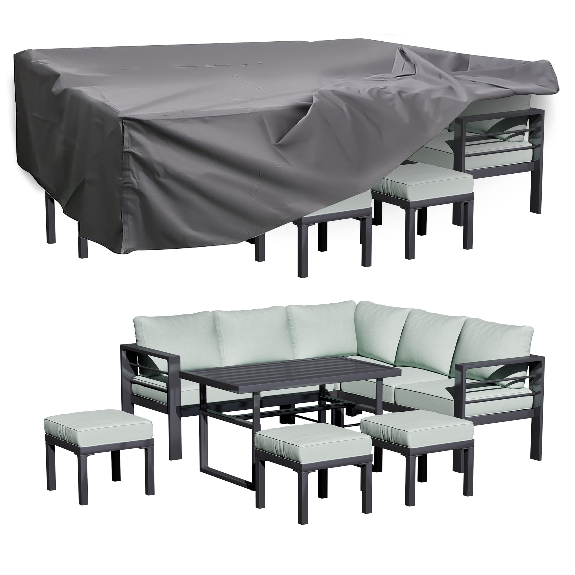 AECOJOY Aluminum Patio Furniture Sets with Waterproof Cloth Cover ...