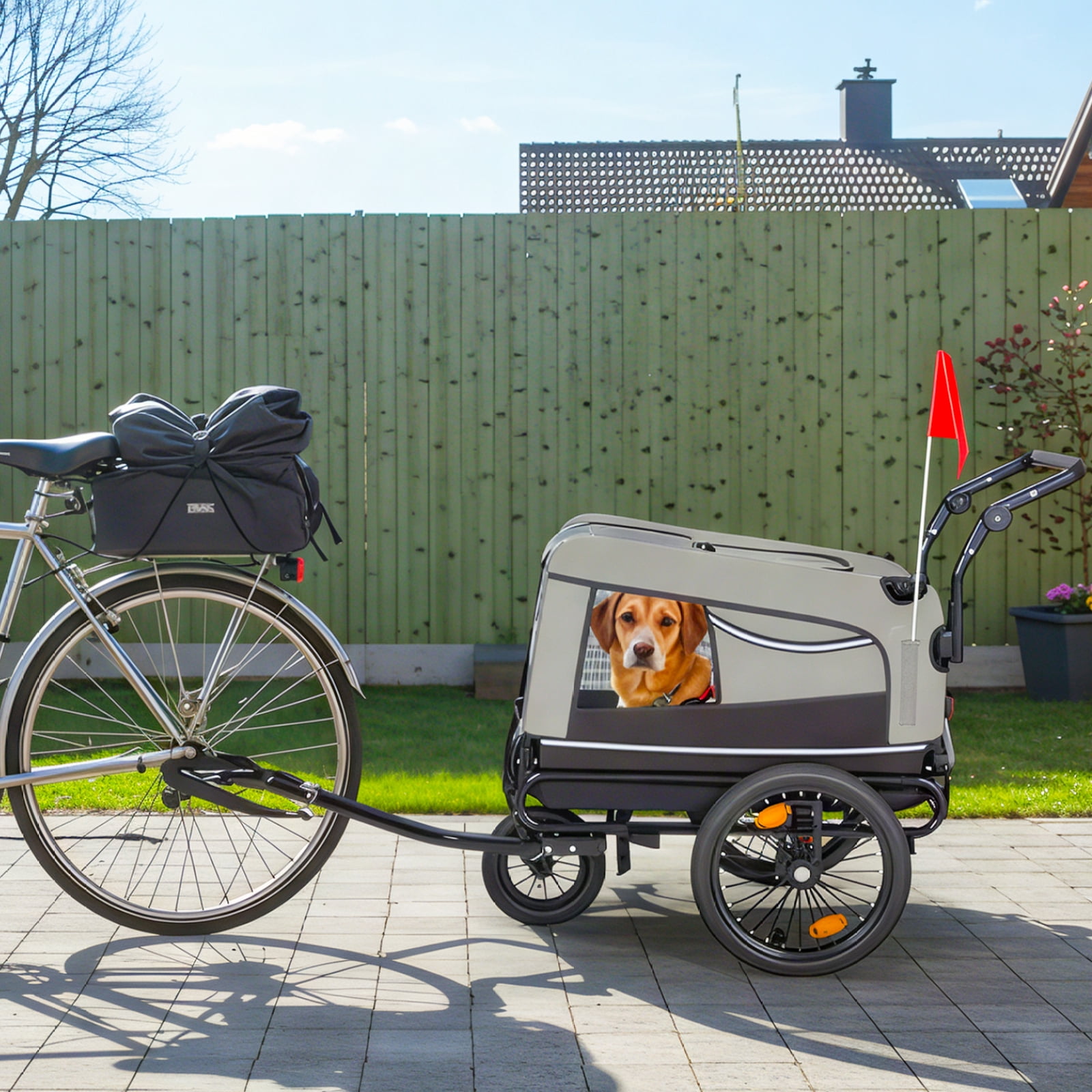 AECOJOY Dog Bike Trailer 57", Large Pet Bicycle Carrier for Small and ...