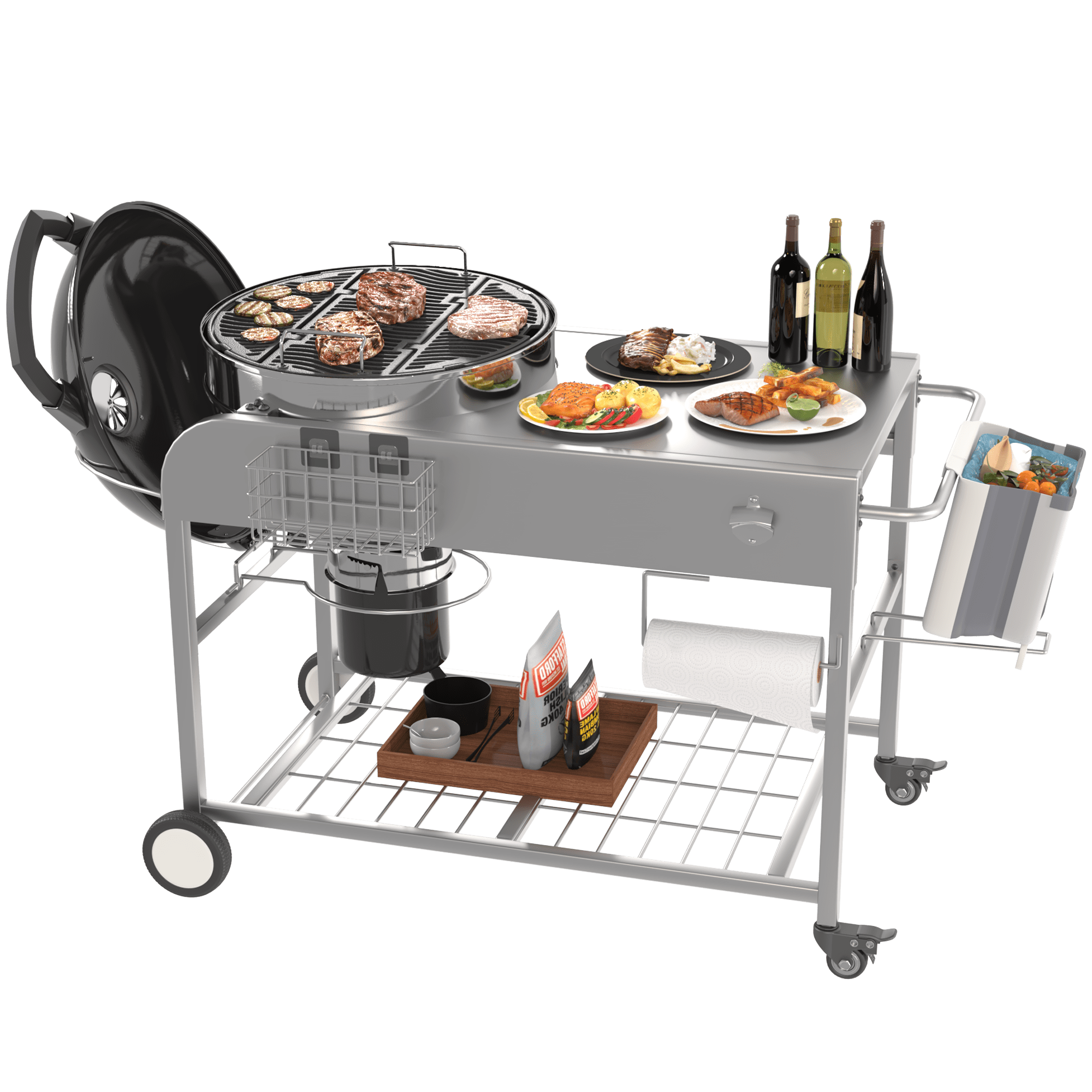 AECOJOY Grill Table, 18'' x 22'' Movable Grill Cart with Wheels ...