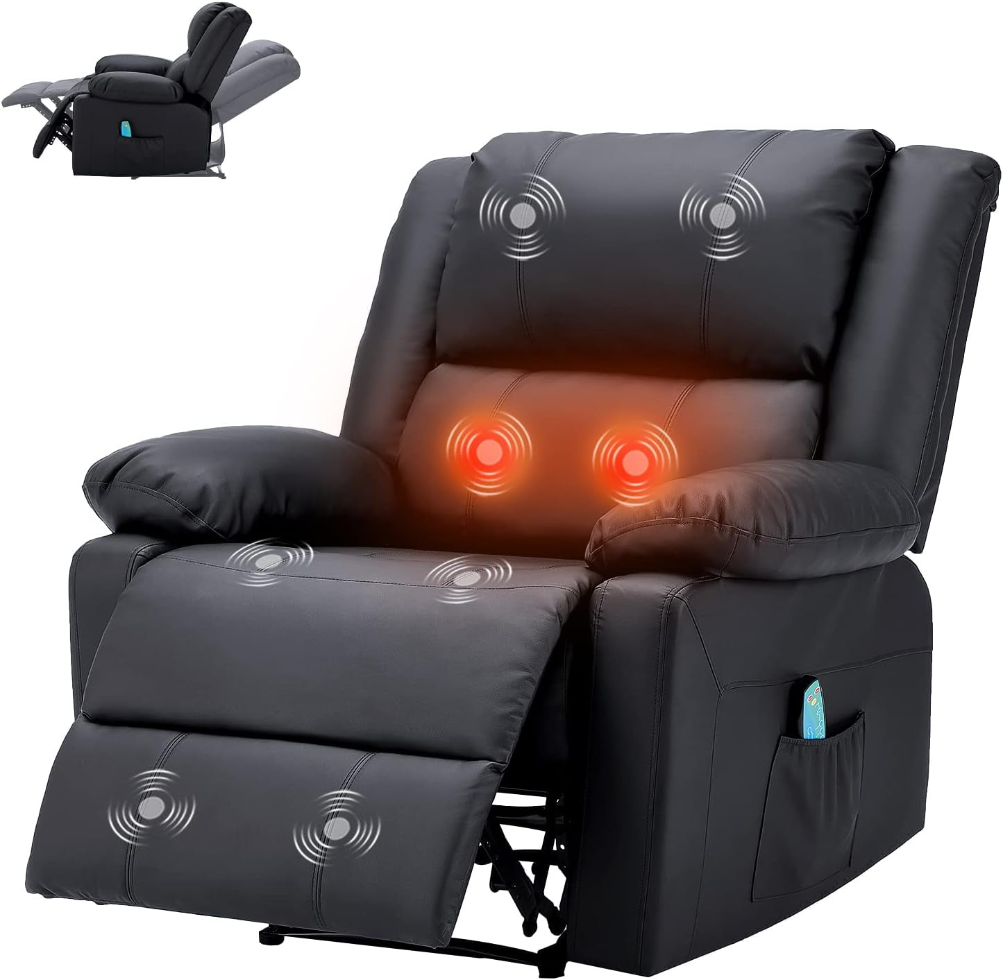 AECOJOY Leather Recliner Chair with Massage Heated Function, Home ...