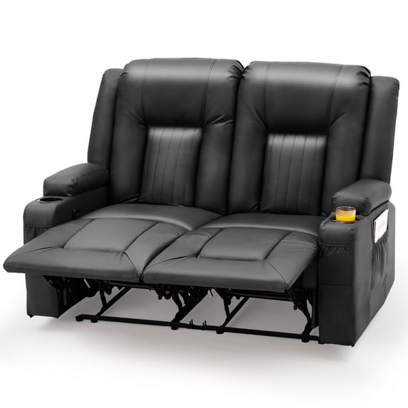 Aecojoy Manual Reclining Loveseat With Cup Holdersandside Pockets Pu