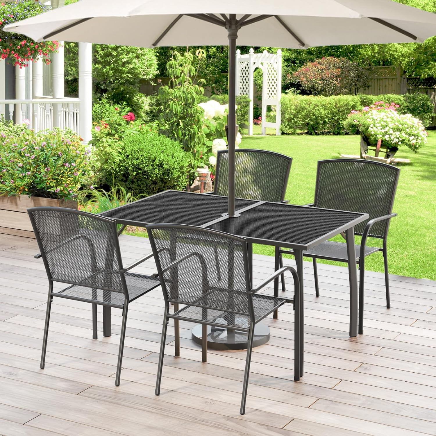 AECOJOY Metal Outdoor Table and Chairs Sets, Patio Dining Table Set for ...