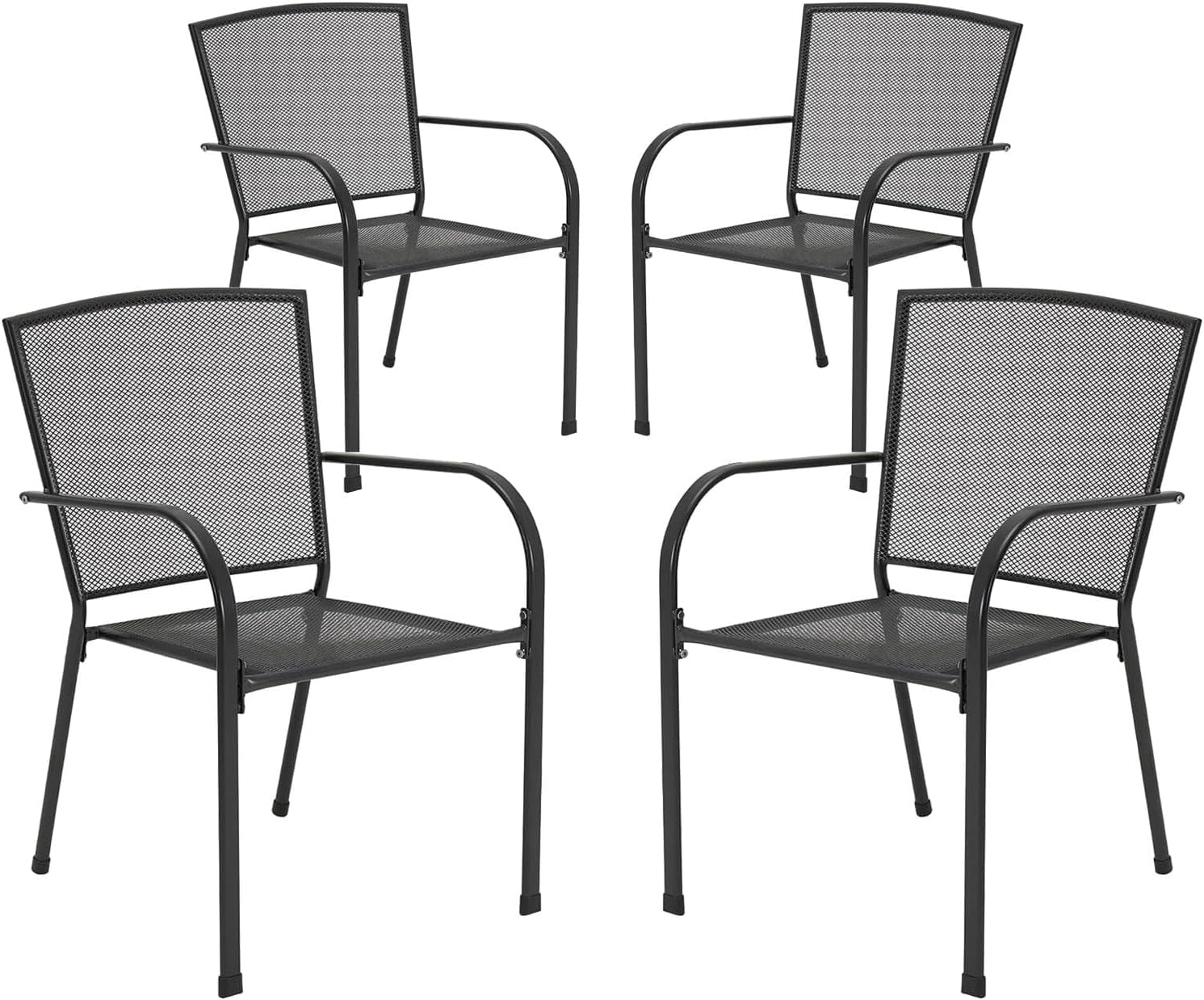 AECOJOY Outdoor Metal Patio Dining Chairs Set of 4, Stackable, All ...