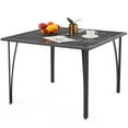 AECOJOY Metal Patio Dining Table with 1.6" Umbrella Hole Weather ...