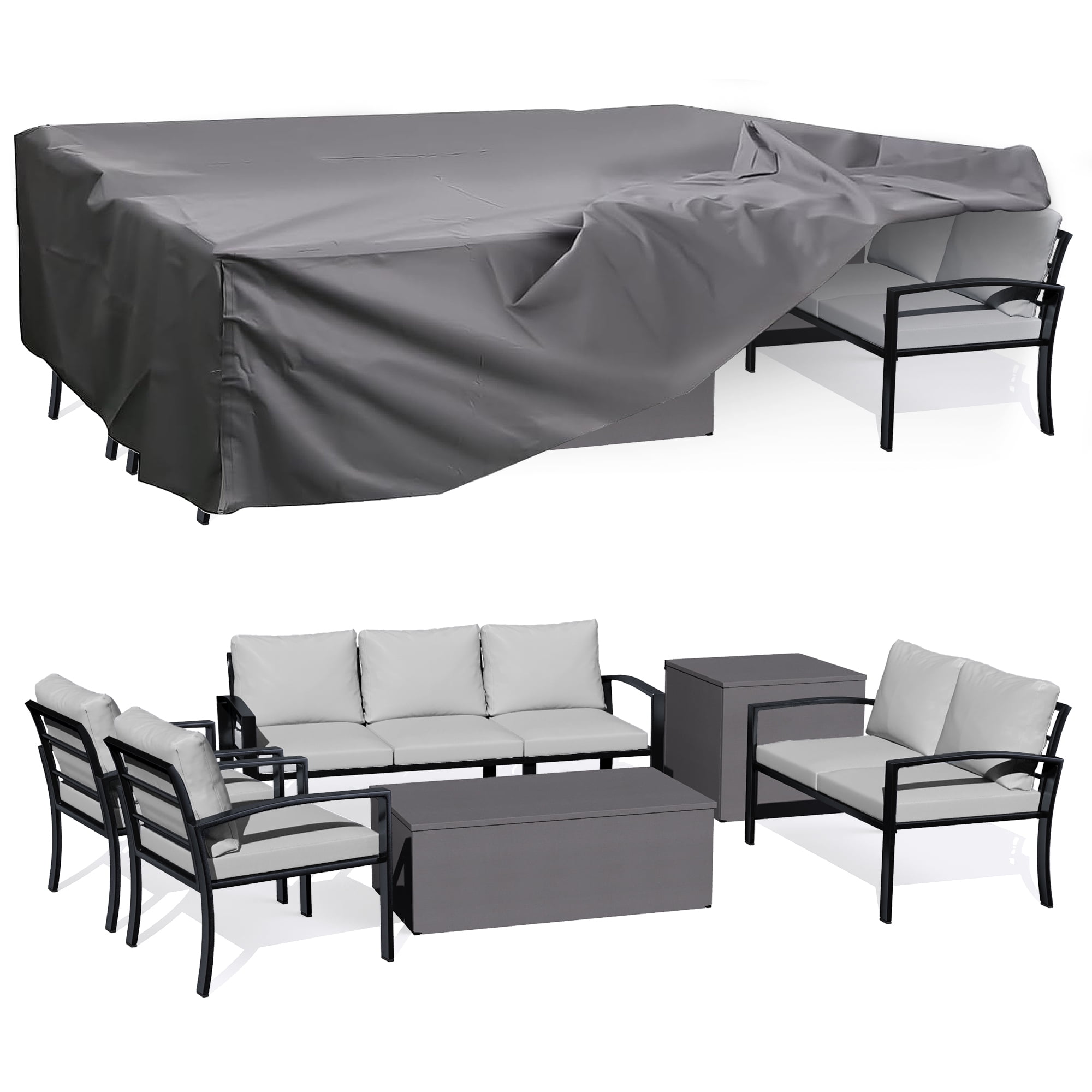 AECOJOY Metal Patio Furniture Set with Cover Outdoor Furniture sets ...