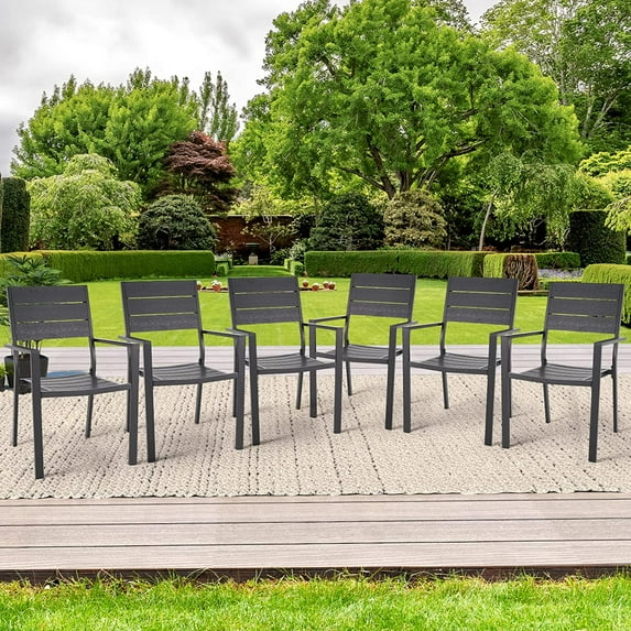 AECOJOY Outdoor Patio Dining Chairs, Stackable, Aluminum Frame, Set of ...