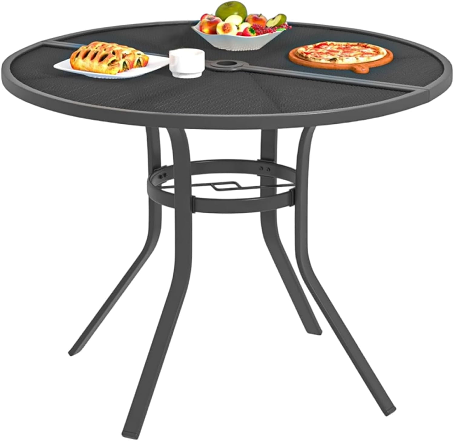 AECOJOY Outdoor Patio Dinning Table for 4, 37" Round Metal Patio Tables ...